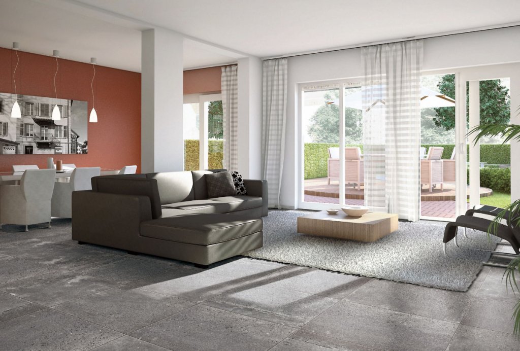 600 x 600mm modern glazed floor cement look tile